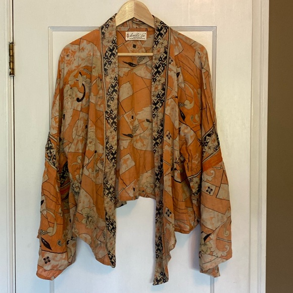 Kantha Bae | Tops | Kantha Bae Sheer Long Sleeve Open Butterfly Crop ...
